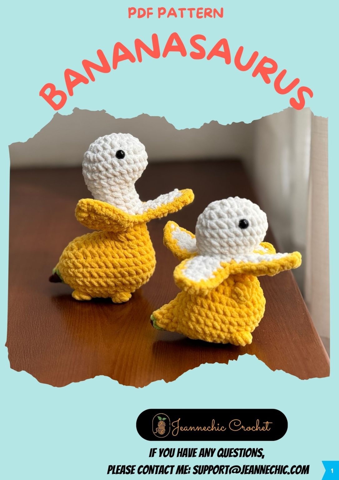 STEGOSAURUS BANANASAURUS CROCHET PATTERN - JeanneChic Handmade Crochet