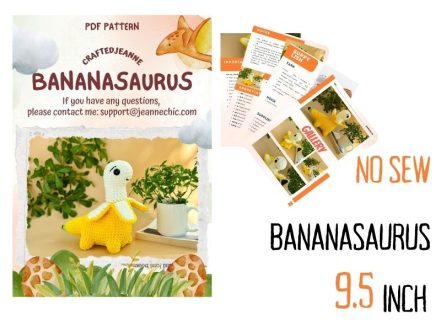 NO SEW Cute BANANASAURUS Crochet Pattern for Dinosaur Plushies ...